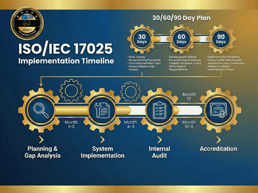 ISO 17025 Implementation Timeline: 30/60/90 Day Plan
